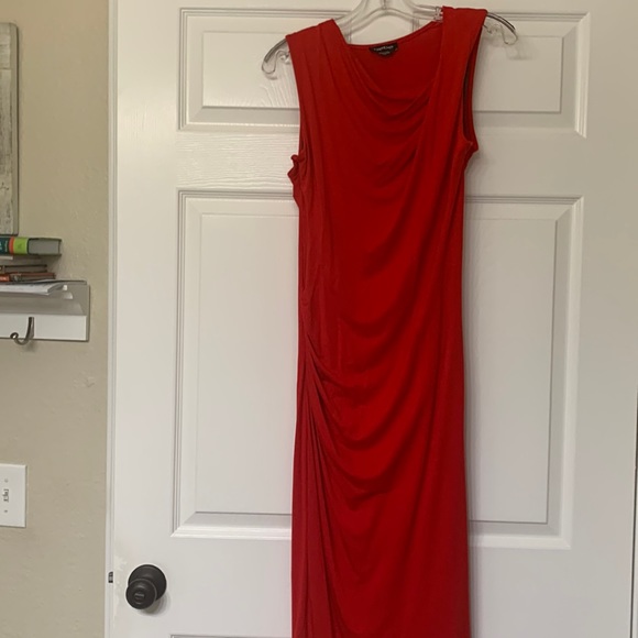bebe | Dresses | Bebe Red Faux Wrap Ruched Dress | Poshmark
